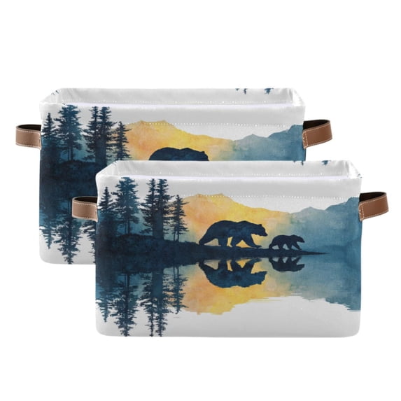 2PCS Square Storage Basket Home Storage Bins Bedroom Storage Basket ...