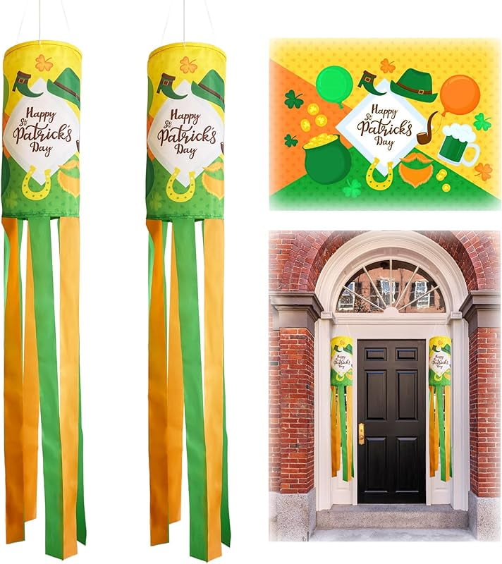 2PCS St. Patricks Day Windsock Shamrock 3D Windsock Flag，Windsock ...