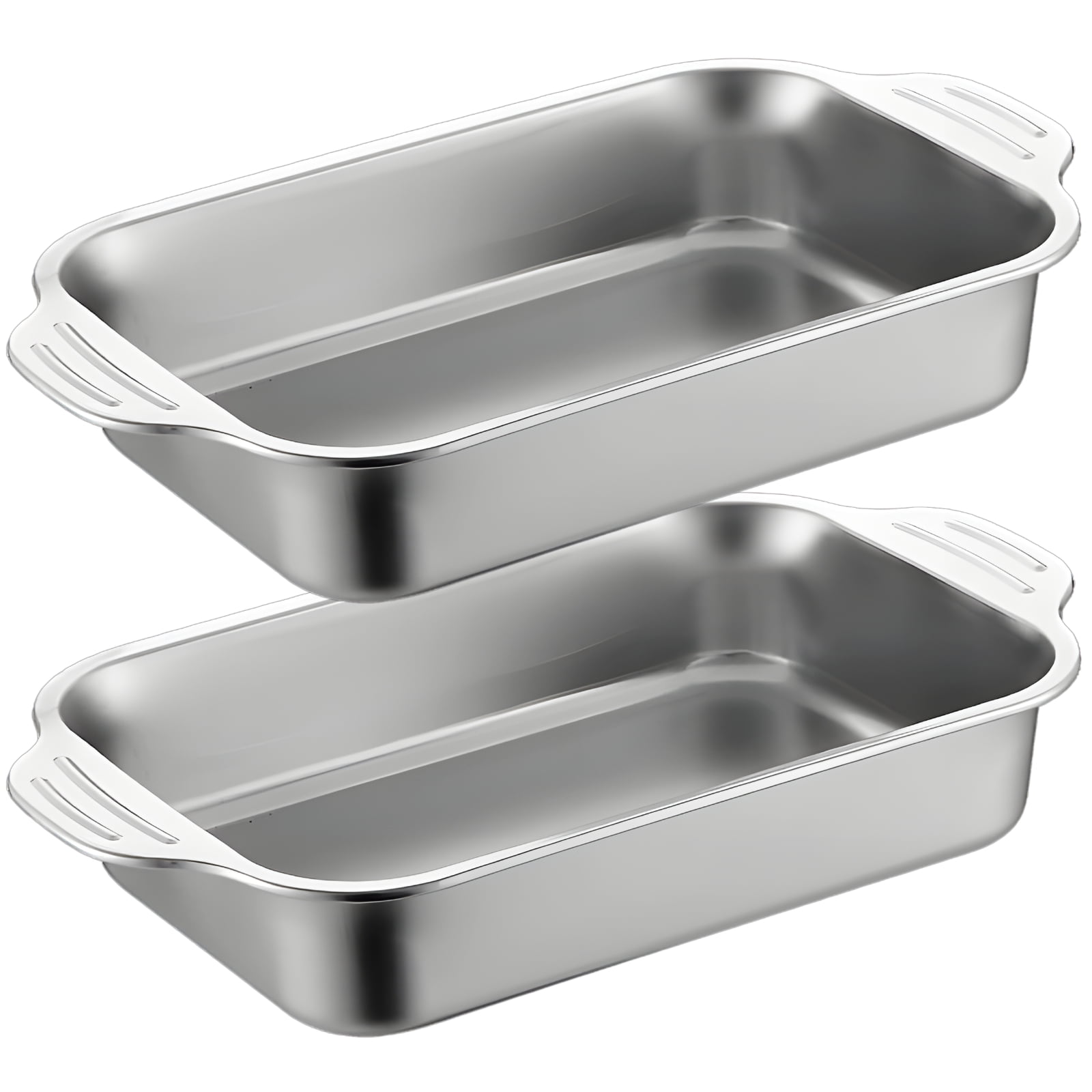 2PCS Stainless Steel Cake Pans, Rectangle Sheet Pans with Handles for ...