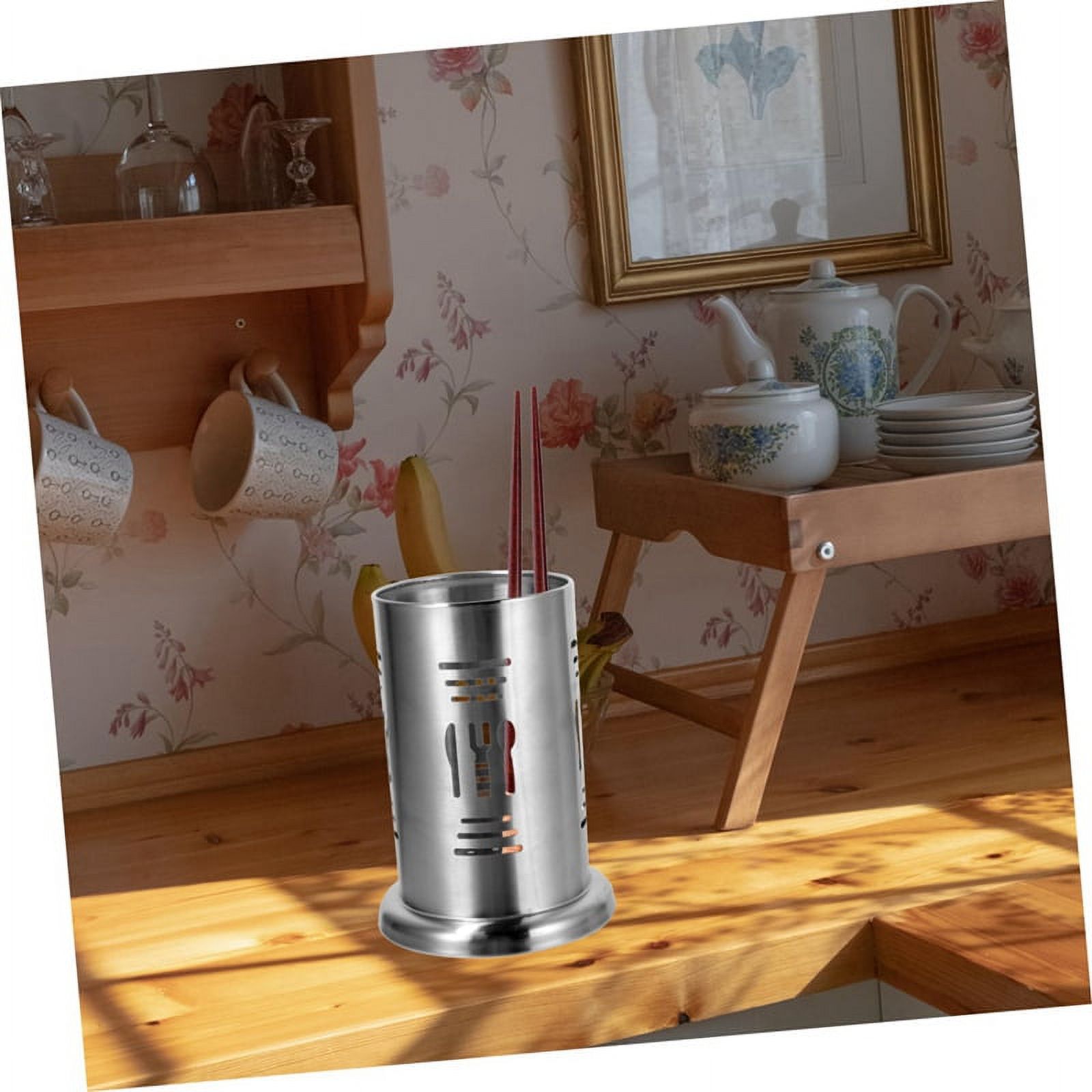 2PCS Stainless Steel Chopstick Holder Chopsticks Crock Silverware Racks ...