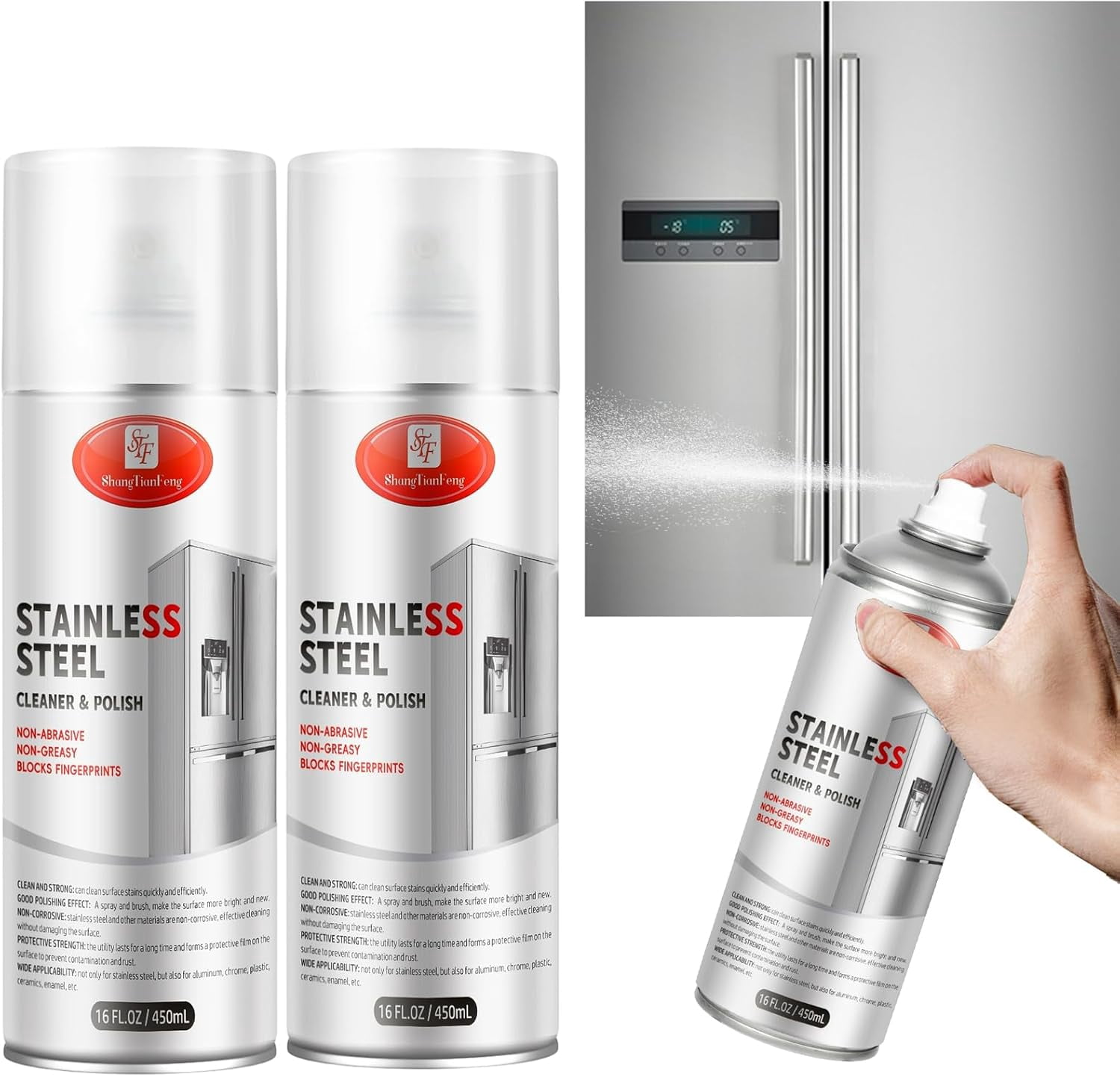 2PCS Stainless Steel Cleaner Spray & Protector, Eliminates Smudges ...