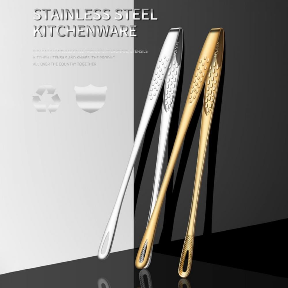 2PCS Stainless Steel Kitchen Tongs Salad Tongs BBQ Tongs Heavy Duty ...