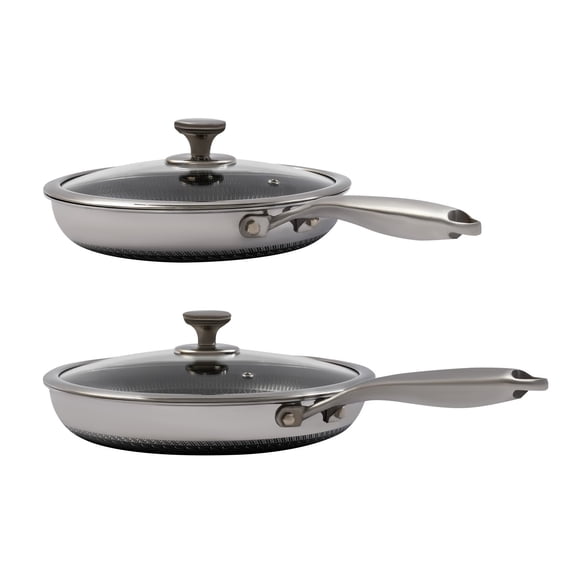 2PCS Stainless Steel Pan Non Stick Frying Pans with Honeycomb Pattern ...