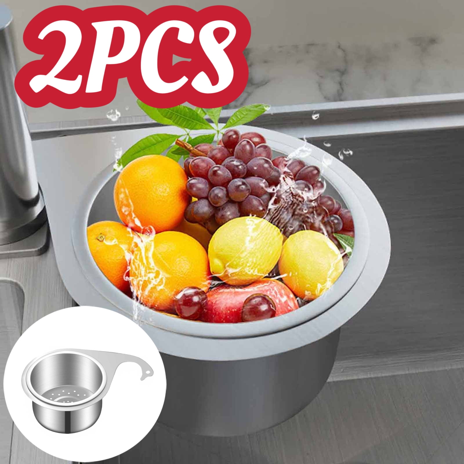 2PCS Stainless Steel Sink Drain Strainer Basket, 2025 Upgraded ...
