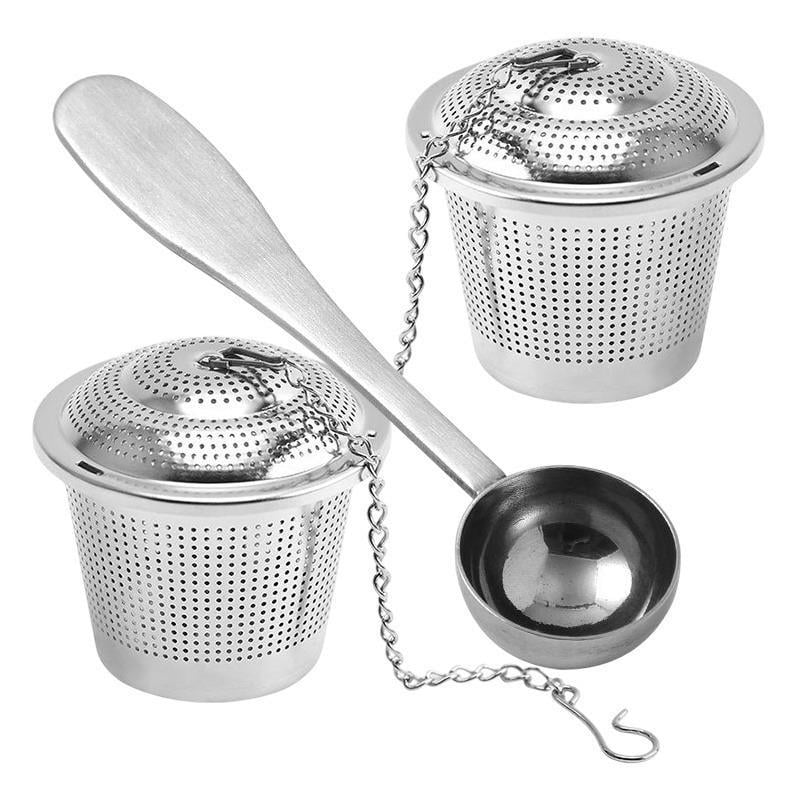 2PCS Stainless Steel Tea Ball Strainer Set with Tea Scoop Mesh Herbal ...