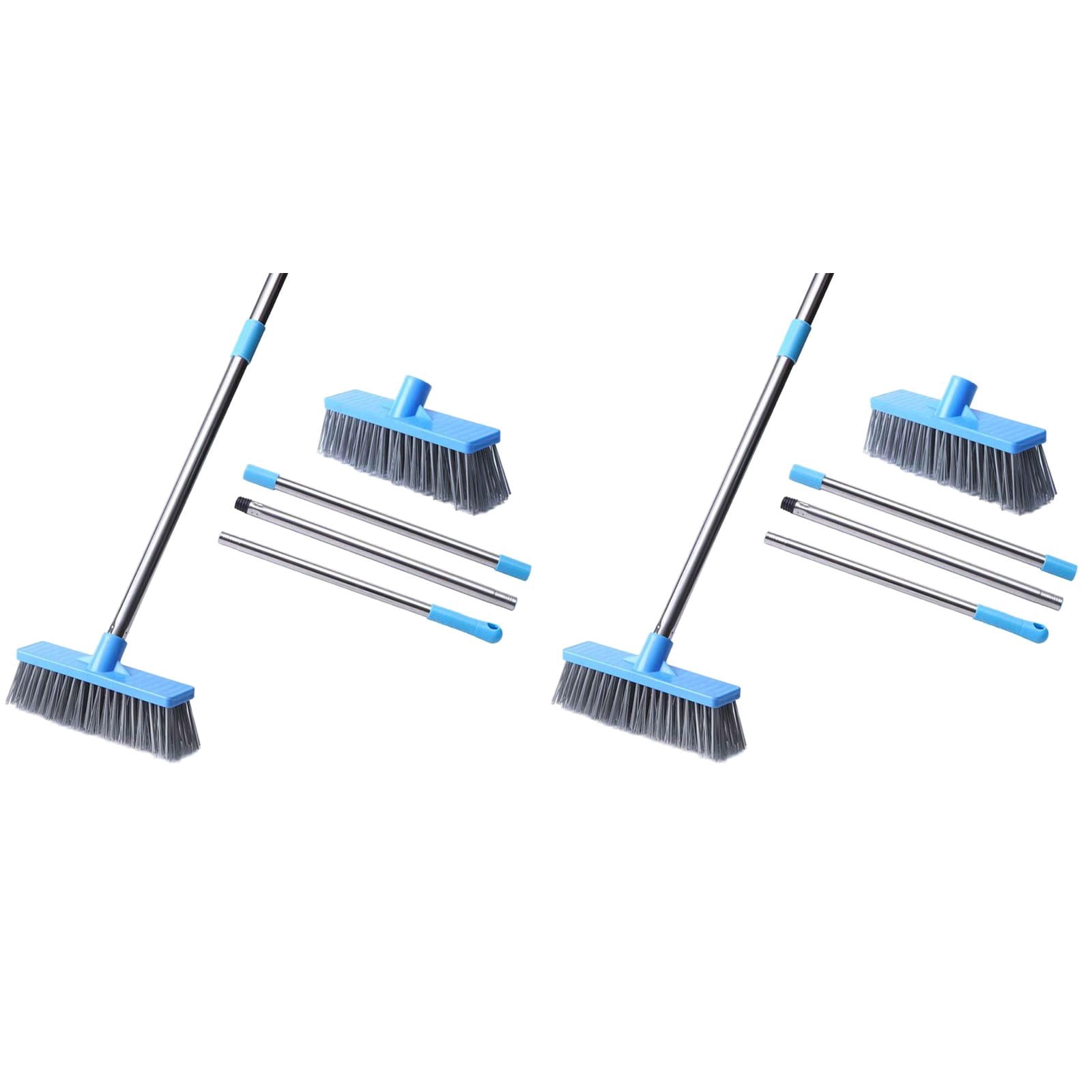 2PCS Stainless Steel Wire Scrub Brush with Long Handle Heavy Duty Stiff ...