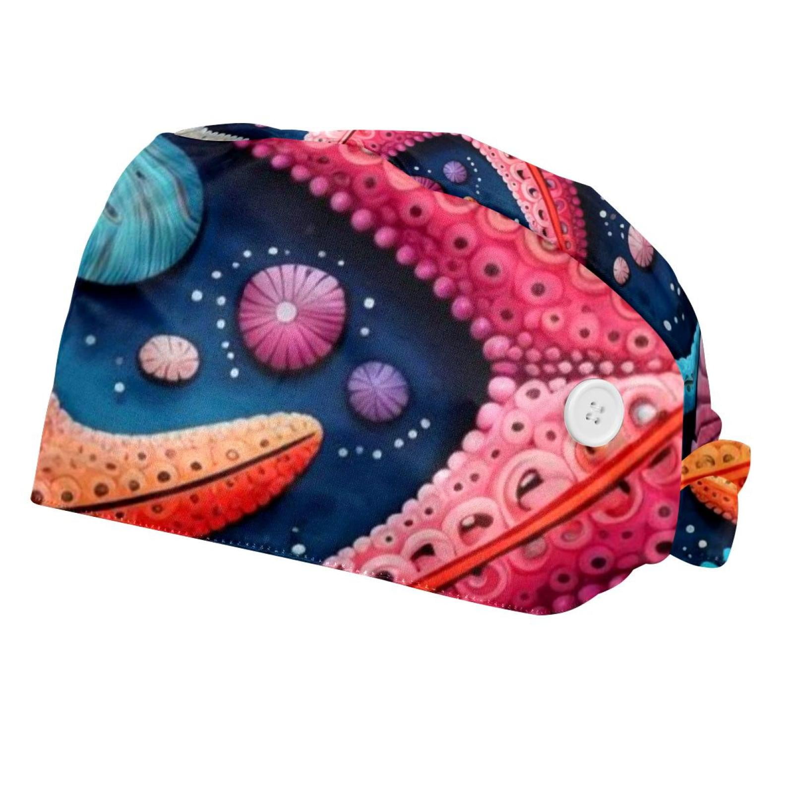 2PCS Starfish Working Caps with Button, Adjustable Working Hats for ...