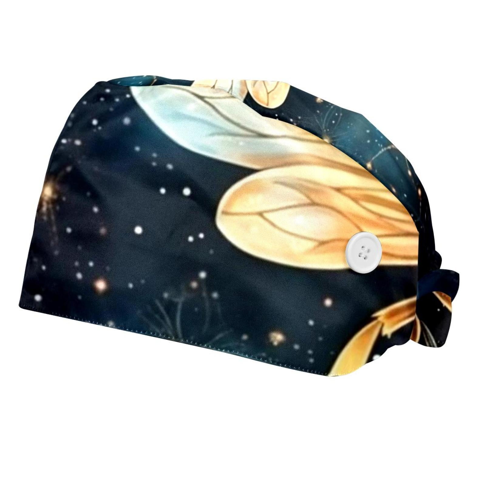 2PCS Starry Bee Working Caps with Button, Adjustable Working Hats for ...