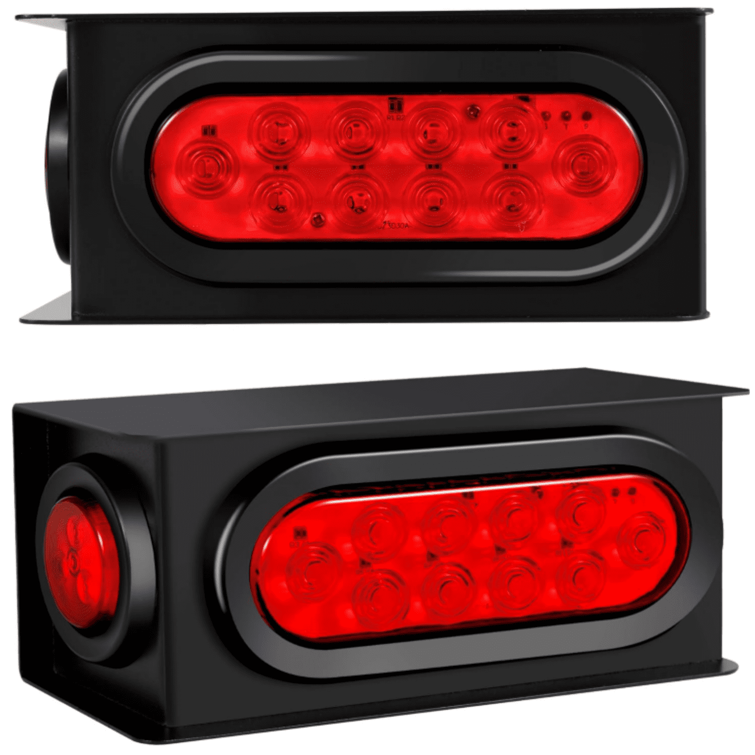 2PCS Steel Trailer Light Box Kit with 6" Oval Red 10-LED Tail Lights ...