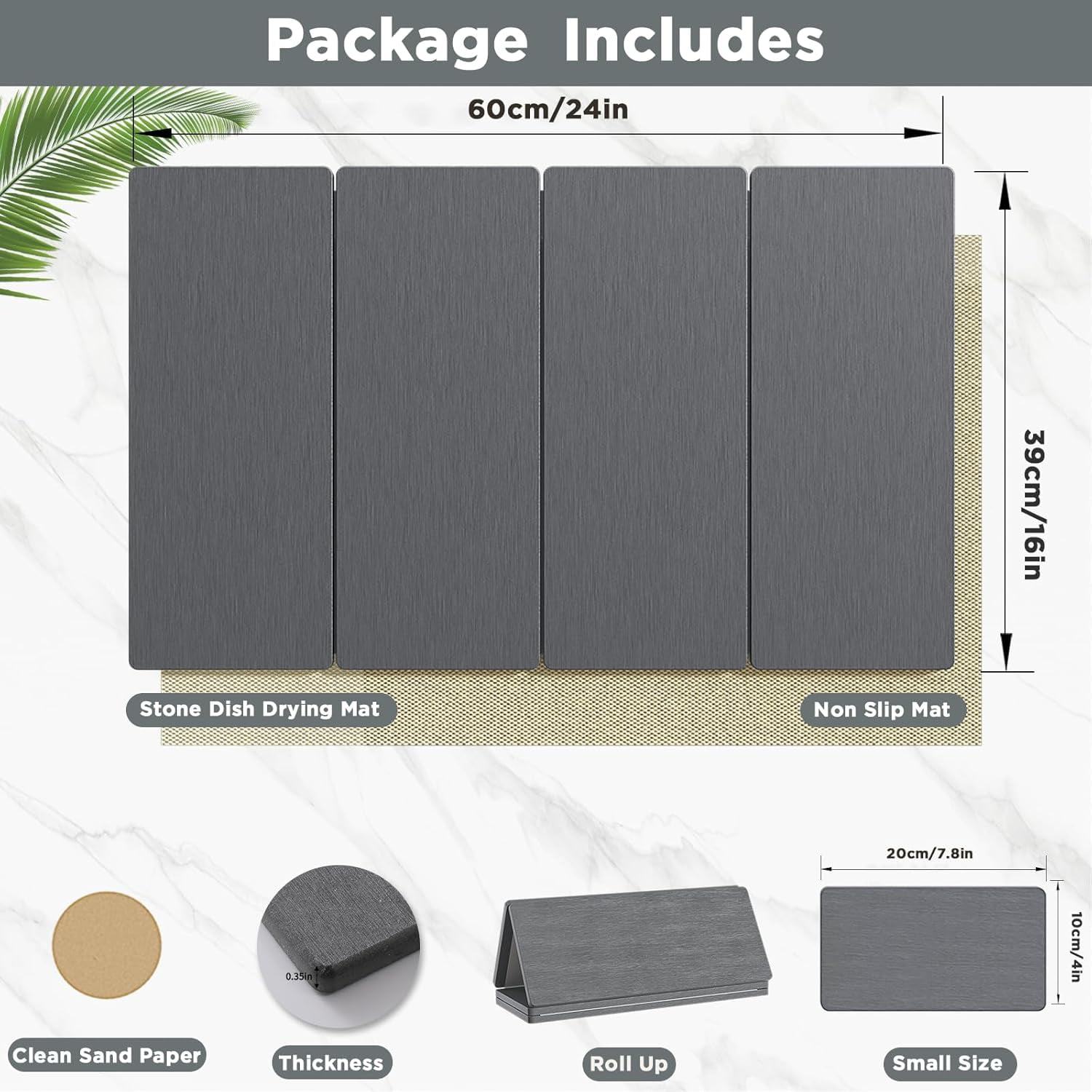 2PCS Stone Drying Mat for Kitchen Counter, Diatomite Water Absorbing ...