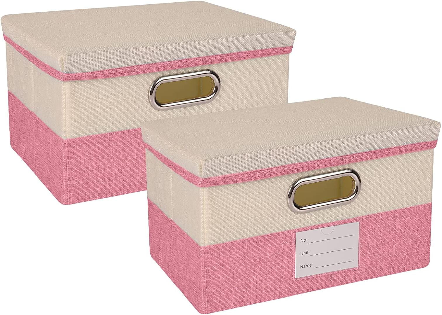 2PCS Storage Bins Set Cotton Linen Fabric Basket Foldable Washable ...