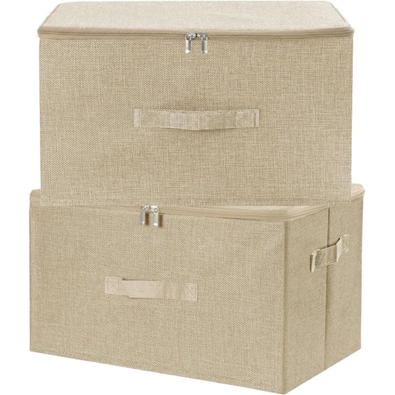 2PCS Storage Bins with Zipper Lids 36 Qt Lidded Fabric Storage Boxes ...