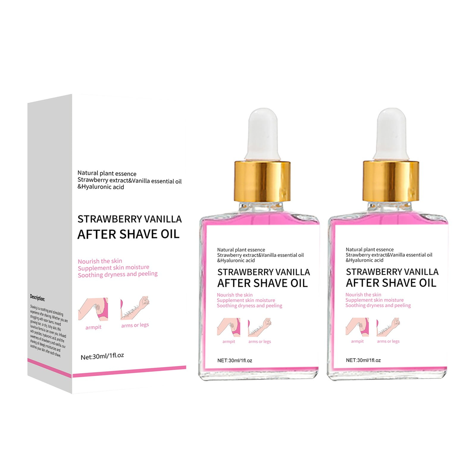 2PCS Strawberry Vanilla After Shave Oil Women For Smooth Skin,After ...