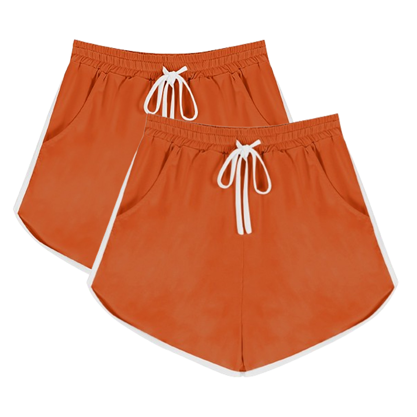 2PCS Stretchy Workout Shorts Solid Color Shorts For Casual Loose Comfy ...