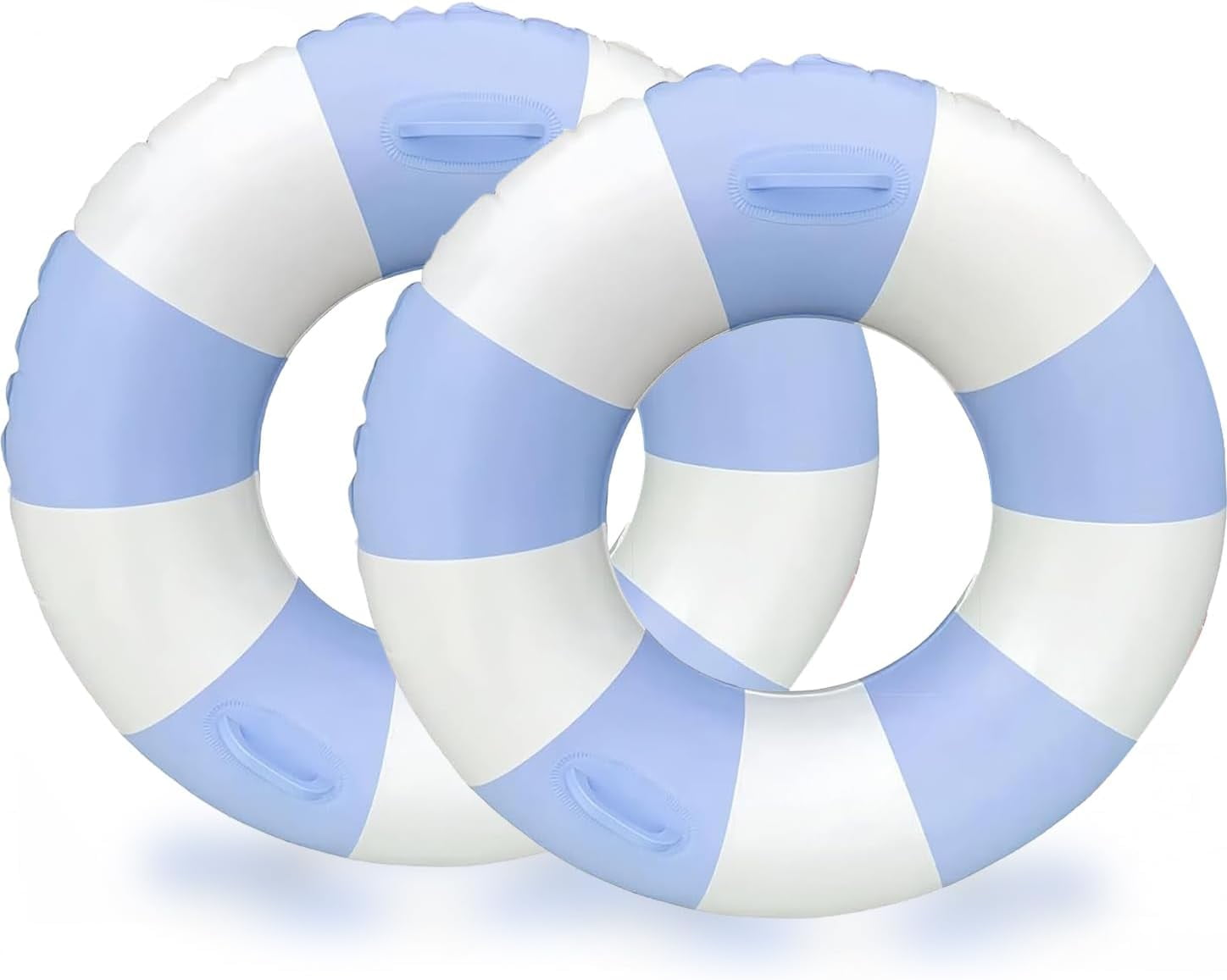 2PCS Stripe Pool Swim Ring with Handles Inflatable Pool Floats Water ...