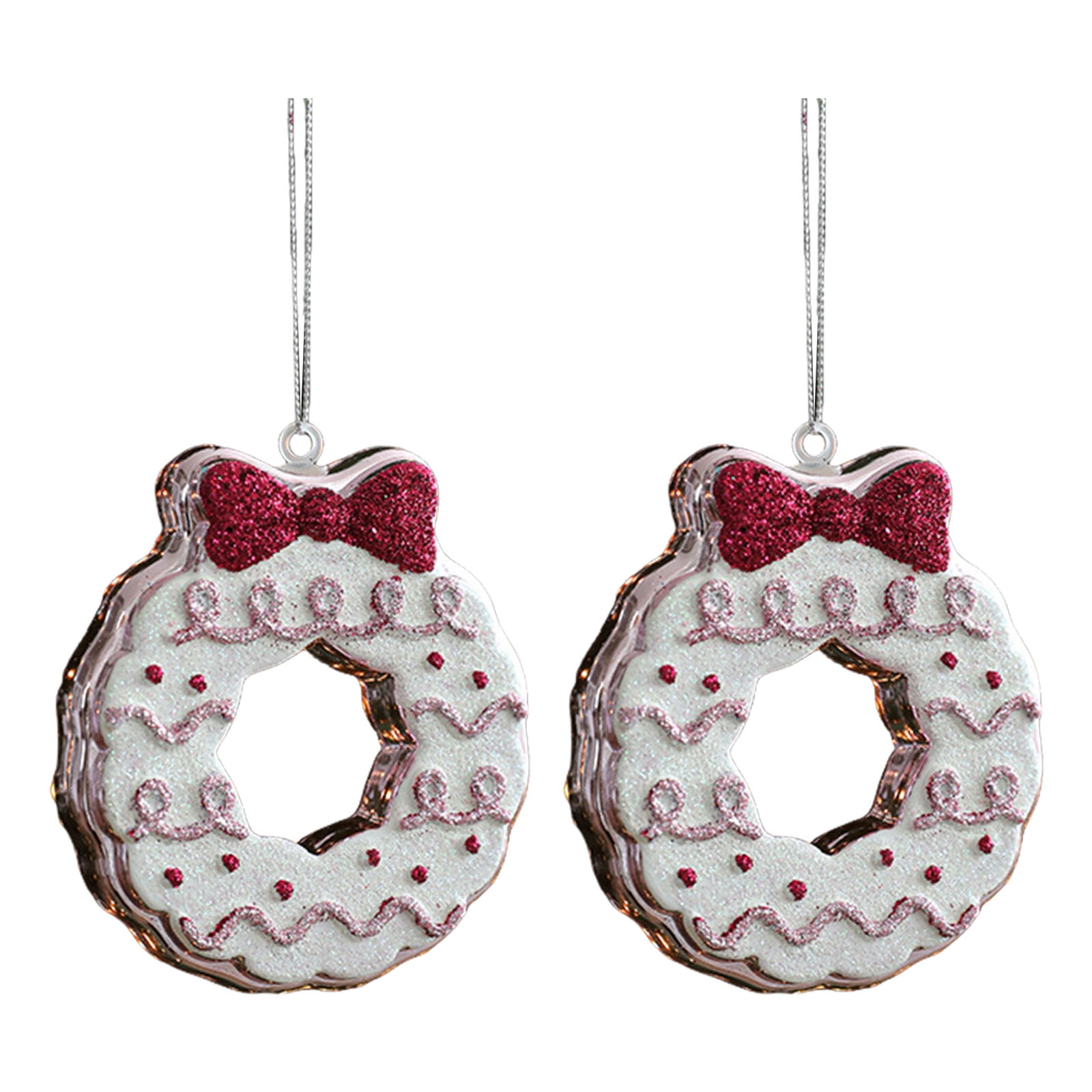 2PCS Sturdy ABS Bear Cake Christmas Decors Shatterproof Holiday ...