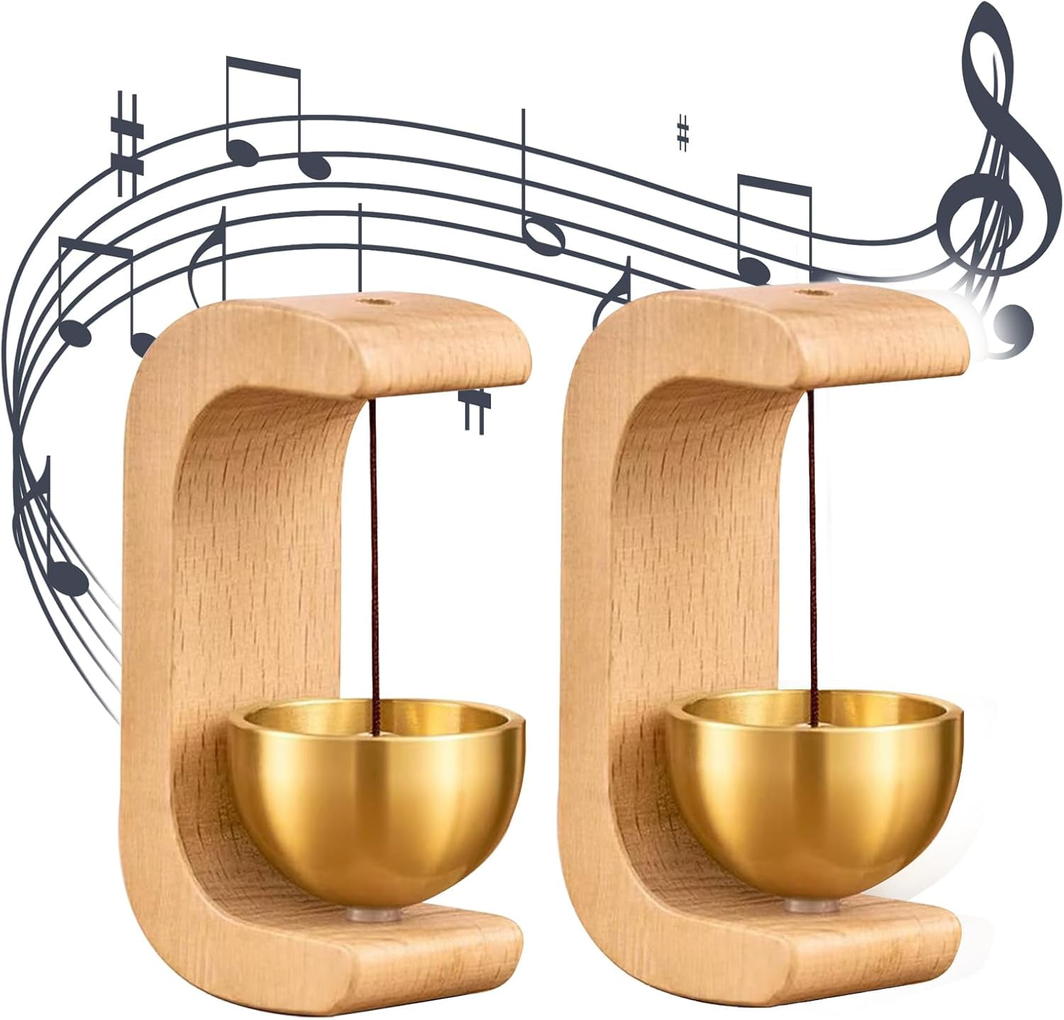 2PCS Suction Door Type Solid Wood Wind Chime, Shopkeepers Bell for ...
