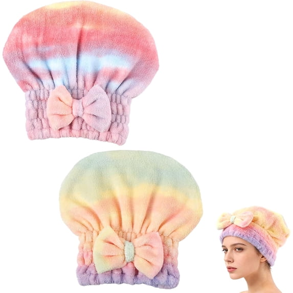 2PCS Super Absorbent Hair Towel Wrap for Wet Hair,Microfiber Hair ...