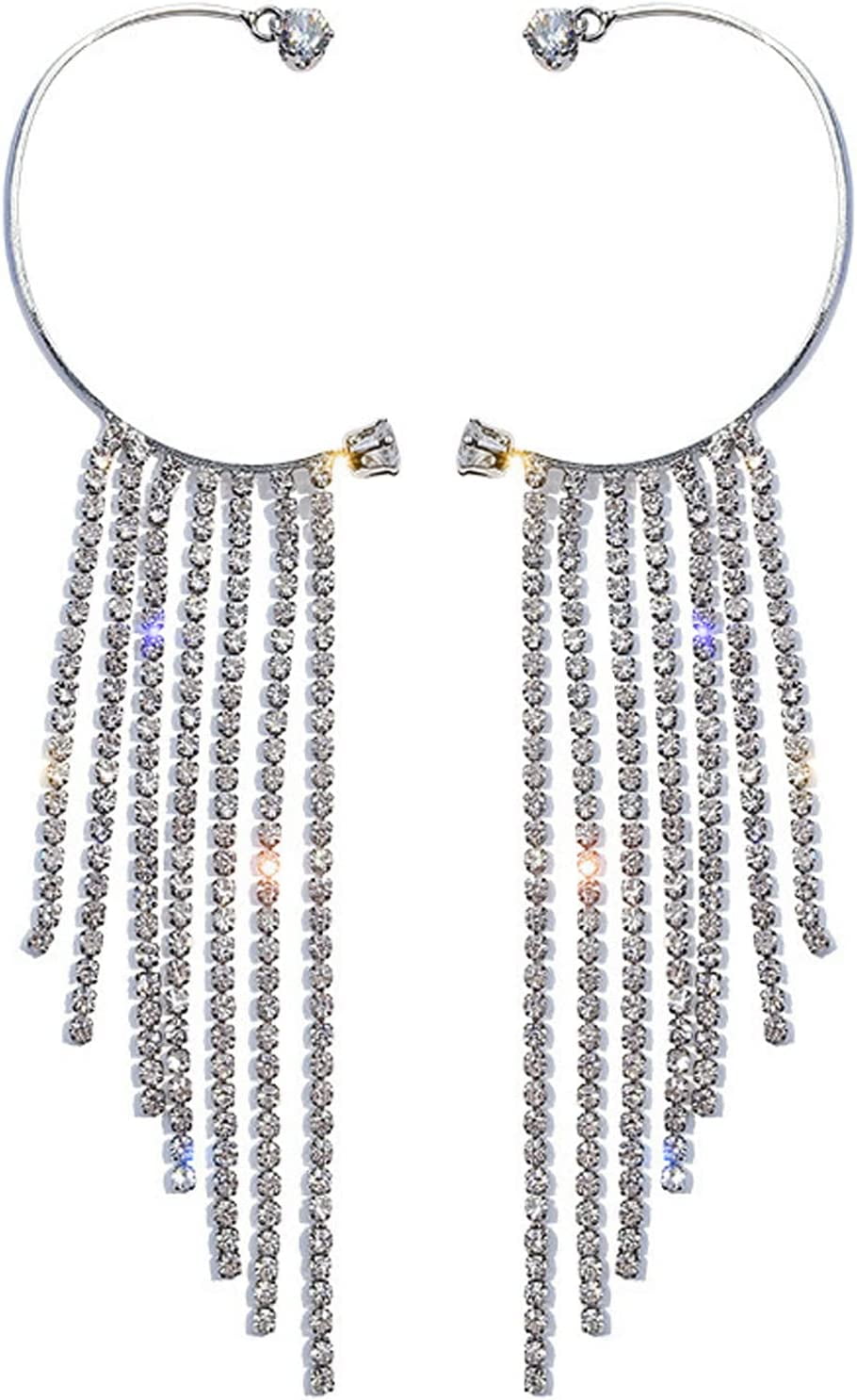 2PCS Super Flash Snowflake Ear Hook, Butterfly Wrap Around Ear Earrings ...