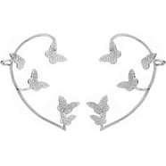 Butterfly Earrings Ear Cuffs Non Piercing Bling Tassel Exquisite Zircon ...