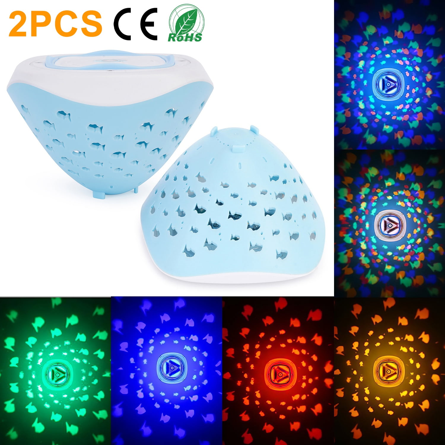 2PCS Swimming Floating Pool LED Lights TeqHome Battery Powered Color ...