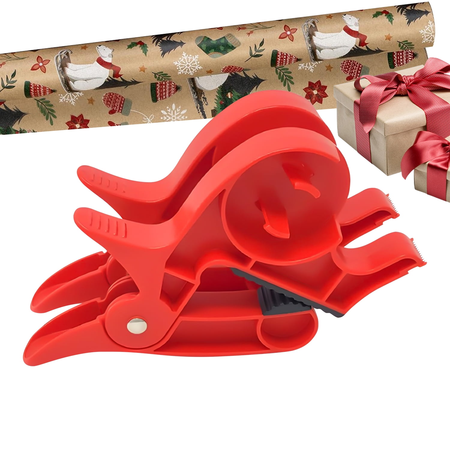 2PCS Tabletop Gift Wrapping Tool, Red Wrapping Paper Clamps, Wrap Paper ...