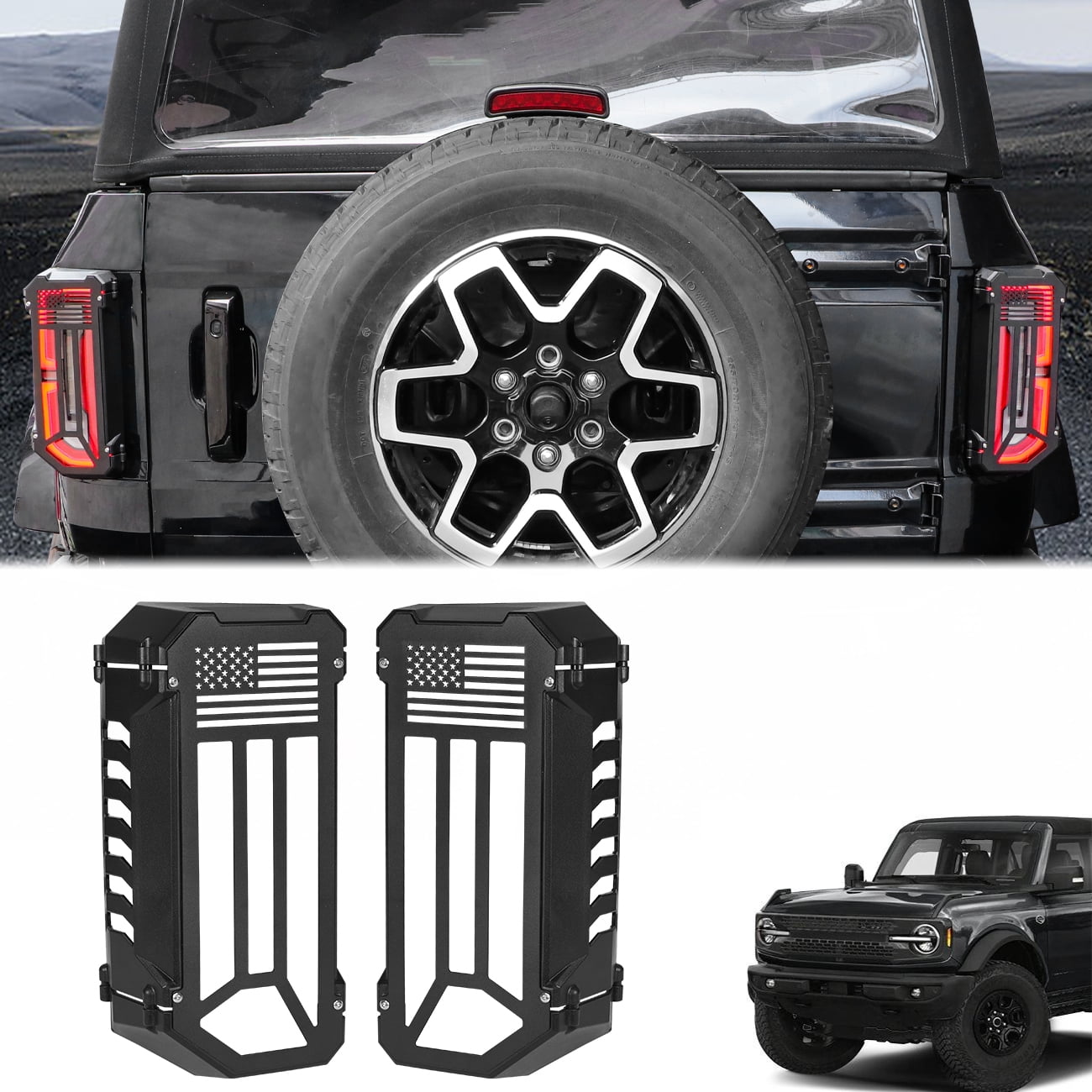 2PCS Tail Light Guards Covers Compatible with for Ford Bronco Offroad 2 ...