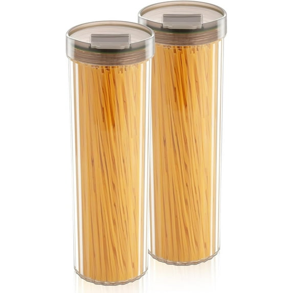 2PCS Tall Spaghetti Pasta Storage Container - 48oz Clear Pasta Holder ...