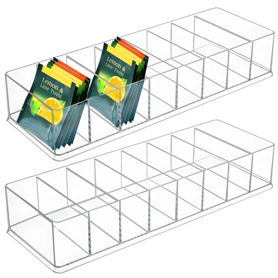 2PCS Tea Bag Organizers, 8-Slot Clear Tea Bag Holders, Drink Packet ...