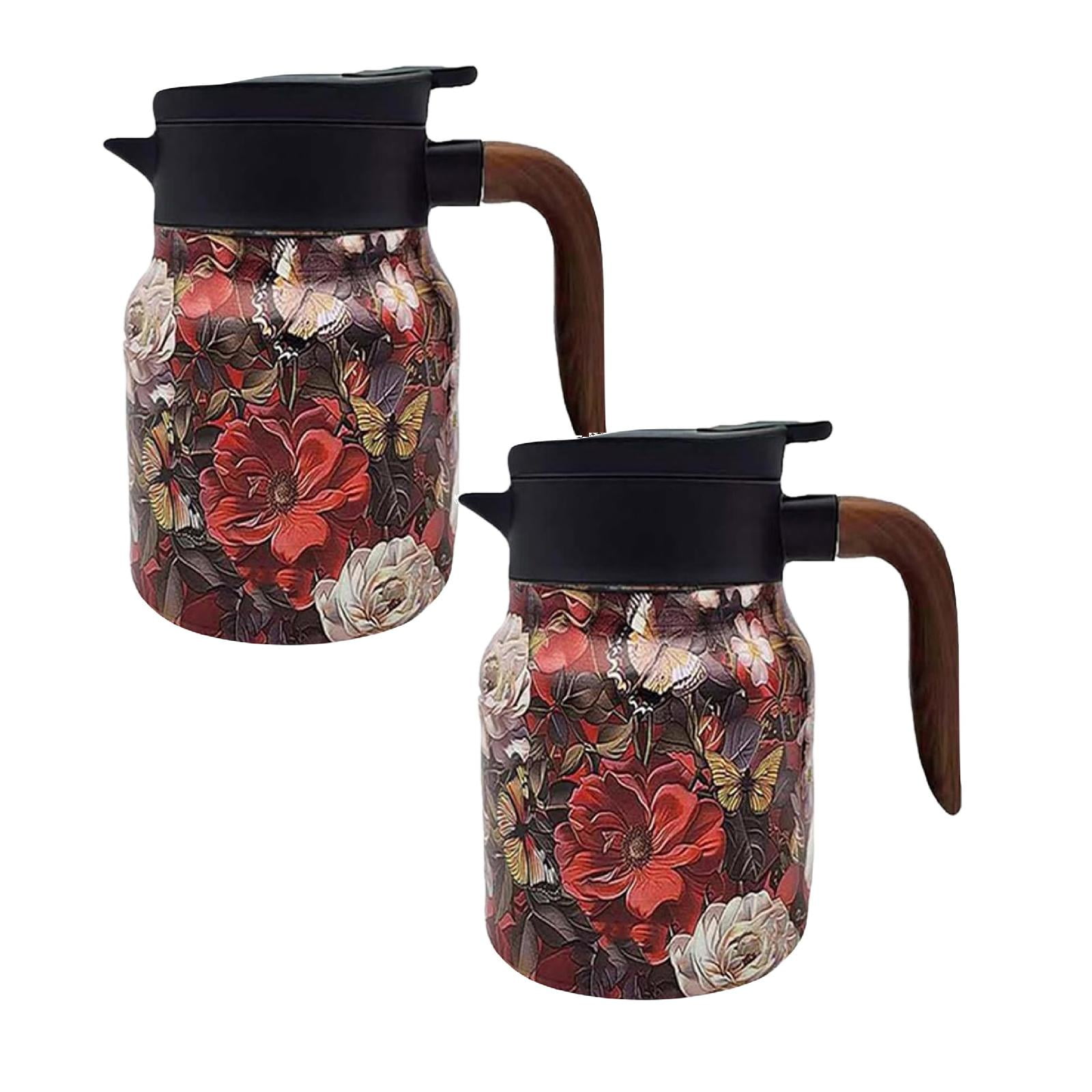 2PCS Tea Pot,Vintage Floral Pattern Tea Built-In Infuser, 28 Oz/35 Oz ...