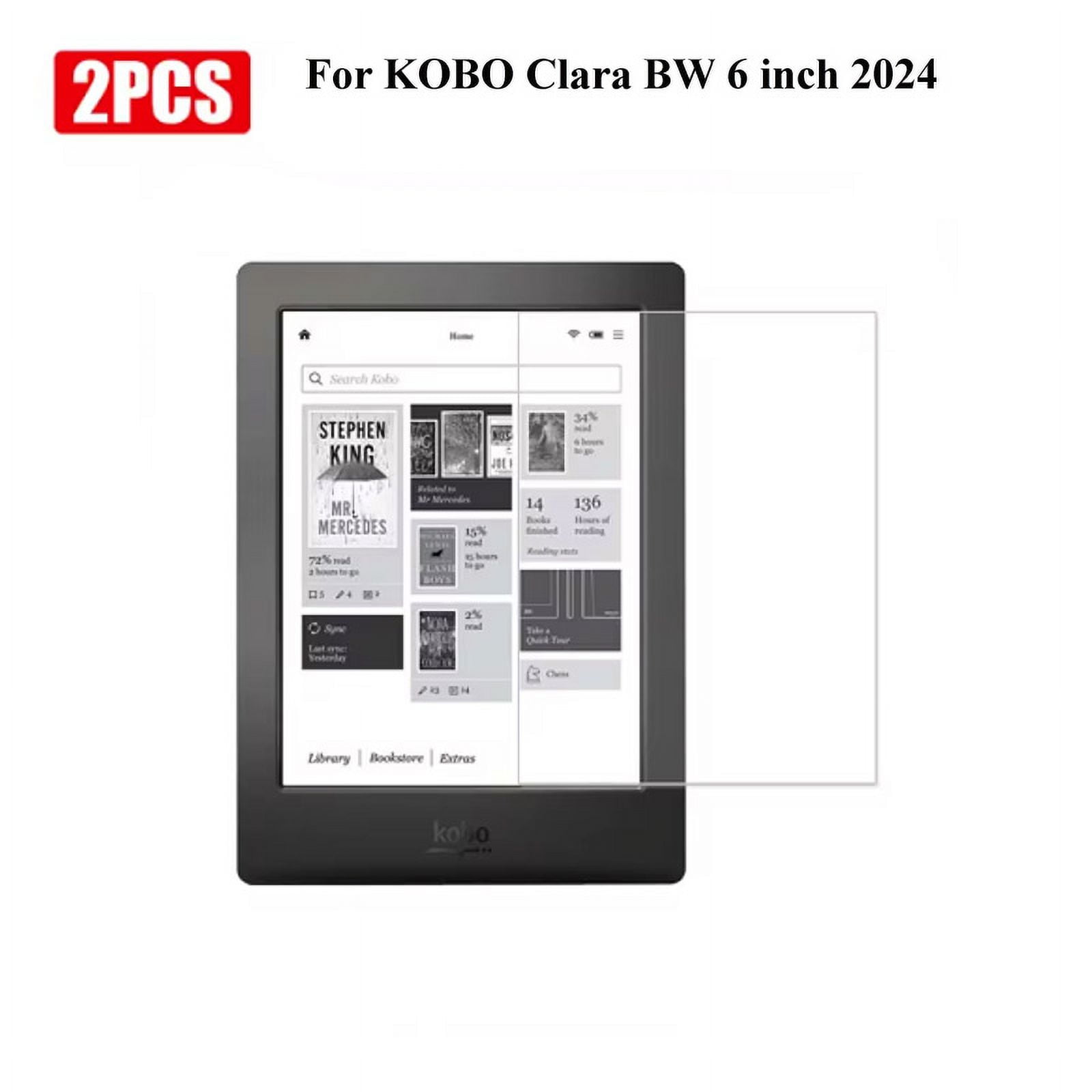 2PCS Tempered Glass Screen Protector For KOBO Libra 2 Clara Colour BW ...