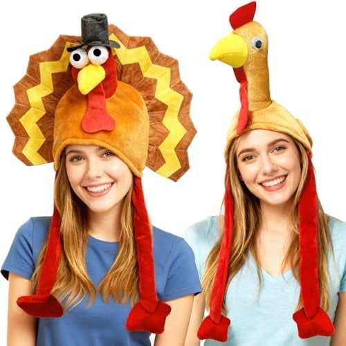 2PCS Thanksgiving Turkey Cap, Funny Turkey Hat for Thanksgiving Night ...