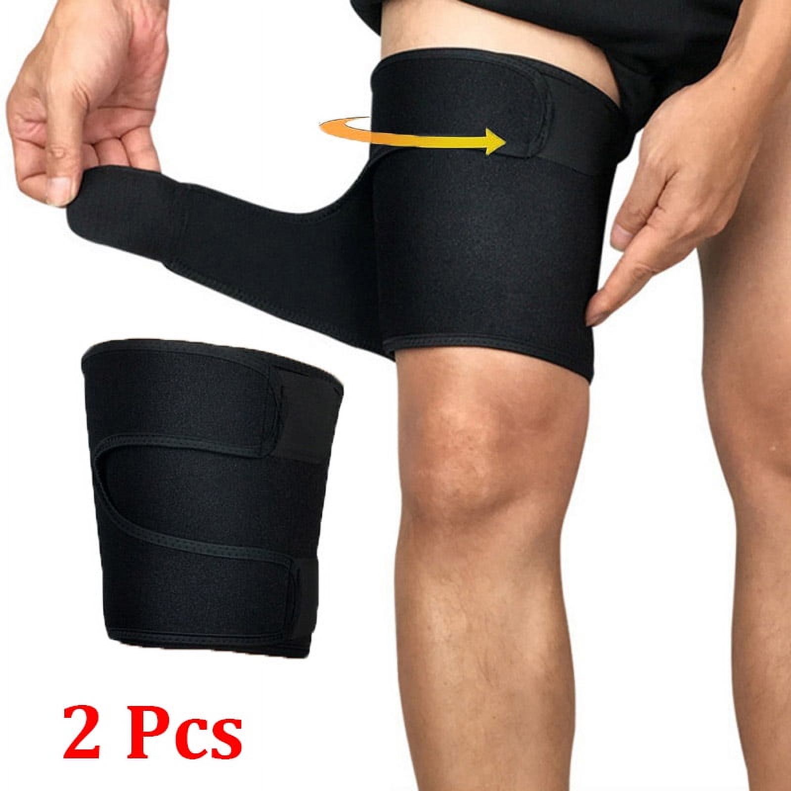 2PCS Thigh Brace - Adjustable Compression Thigh Protector Upper Leg ...