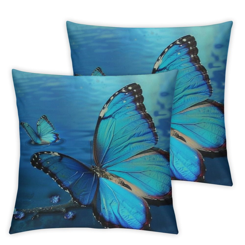 2PCS Throw Pillow Covers Square Pillowcases Covers Beautiful Blue ...