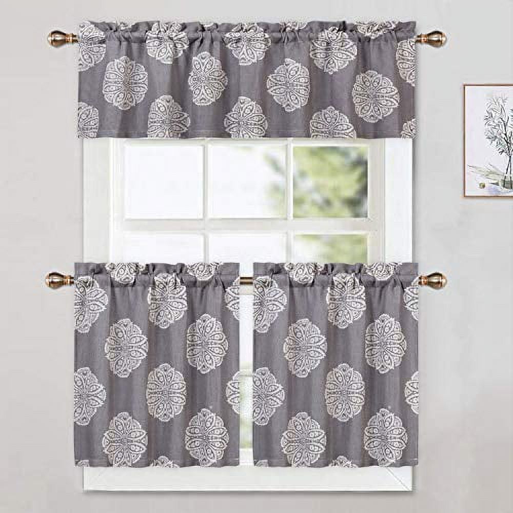 Curtain With Valance OPT Embossed Rod Pocket Window Curtain Panel With ...