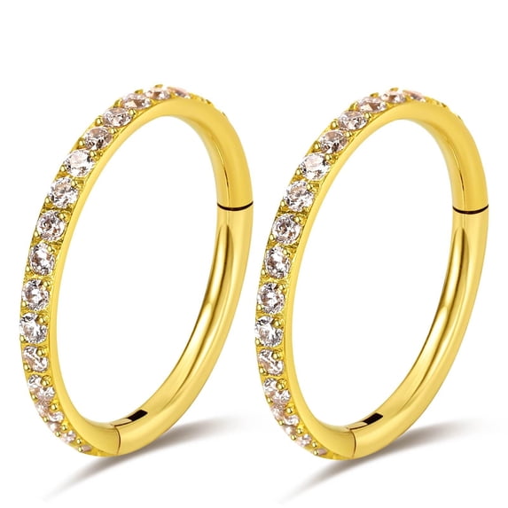 2PCS Titanium Nose Rings 16G CZ Hoop Nose Ear Clicker for Women 6mm to ...