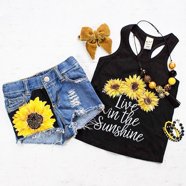 1-4T Toddler Kids Baby Girl Sunflower Clothes Set with Long Sleeve Sweatshirt and Pants ...