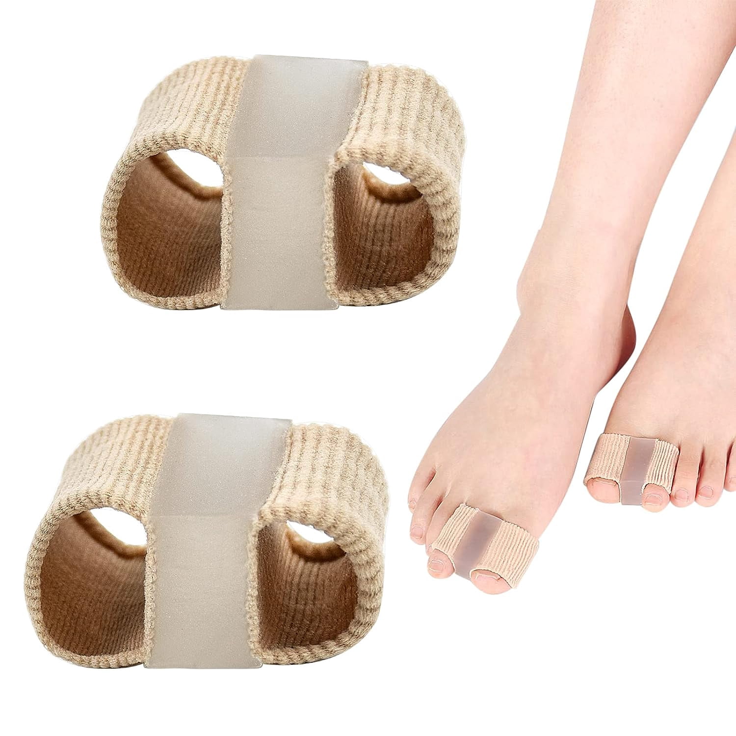 2PCS Toe Spacers with 2 Loops, Broken Toe Wraps Splint Bandages Toe ...