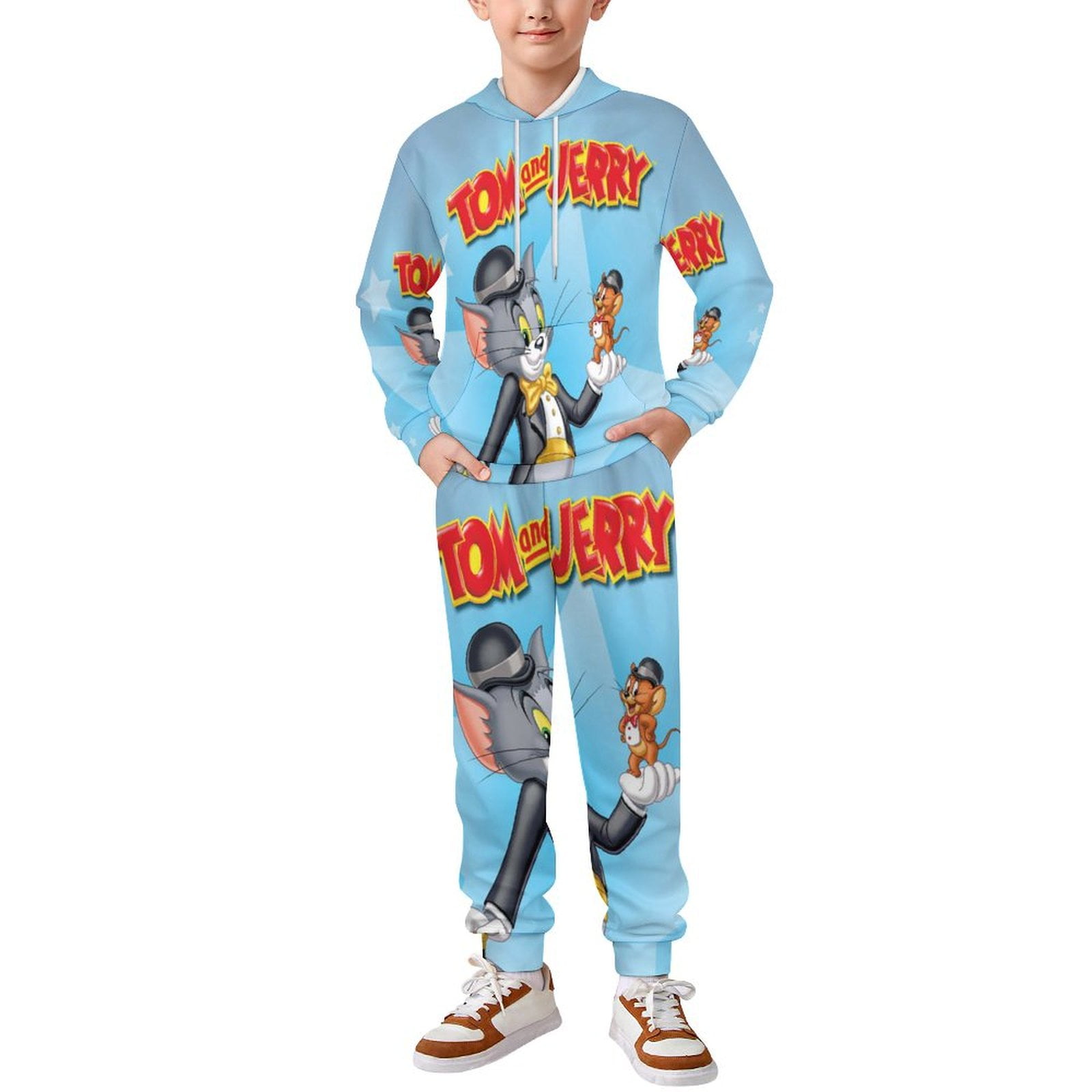 2PCS Tom Cat Jerly Tracksuit Outfit Hoodie Sweatshirt & Jogger Pant For ...