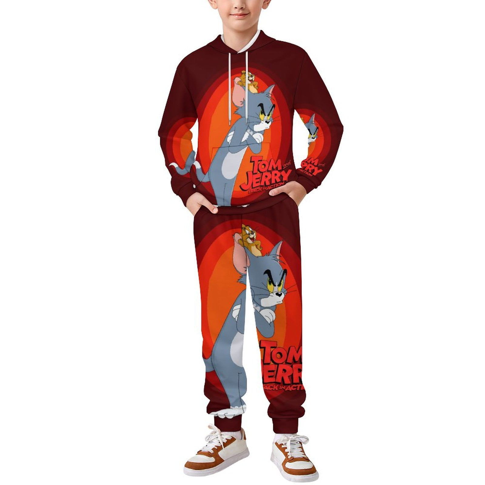 2PCS Tom Cat Jerly Tracksuit Outfit Hoodie Sweatshirt & Jogger Pant For ...