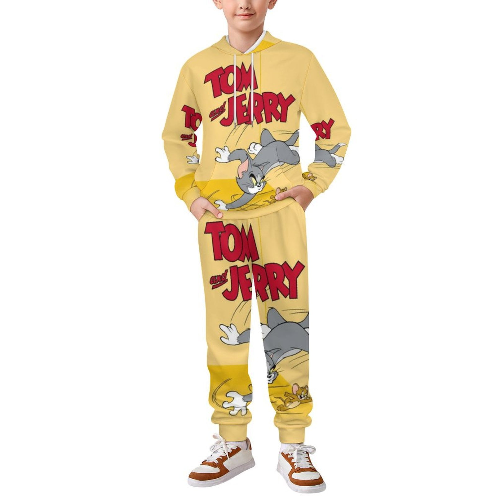 2PCS Tom Cat Jerly Tracksuit Outfit Hoodie Sweatshirt & Jogger Pant For ...