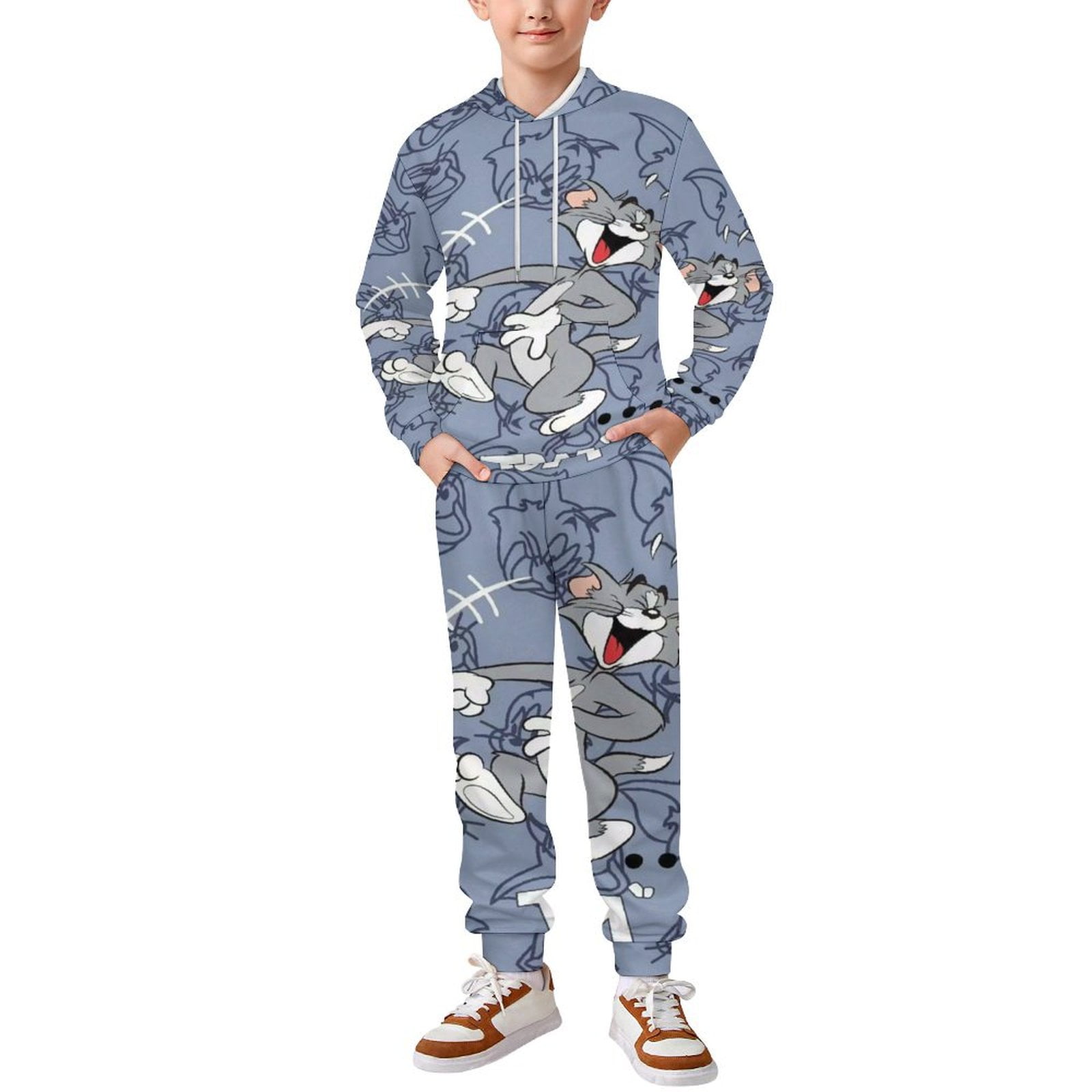 2PCS Tom Cat Jerly Tracksuit Outfit Hoodie Sweatshirt & Jogger Pant For ...
