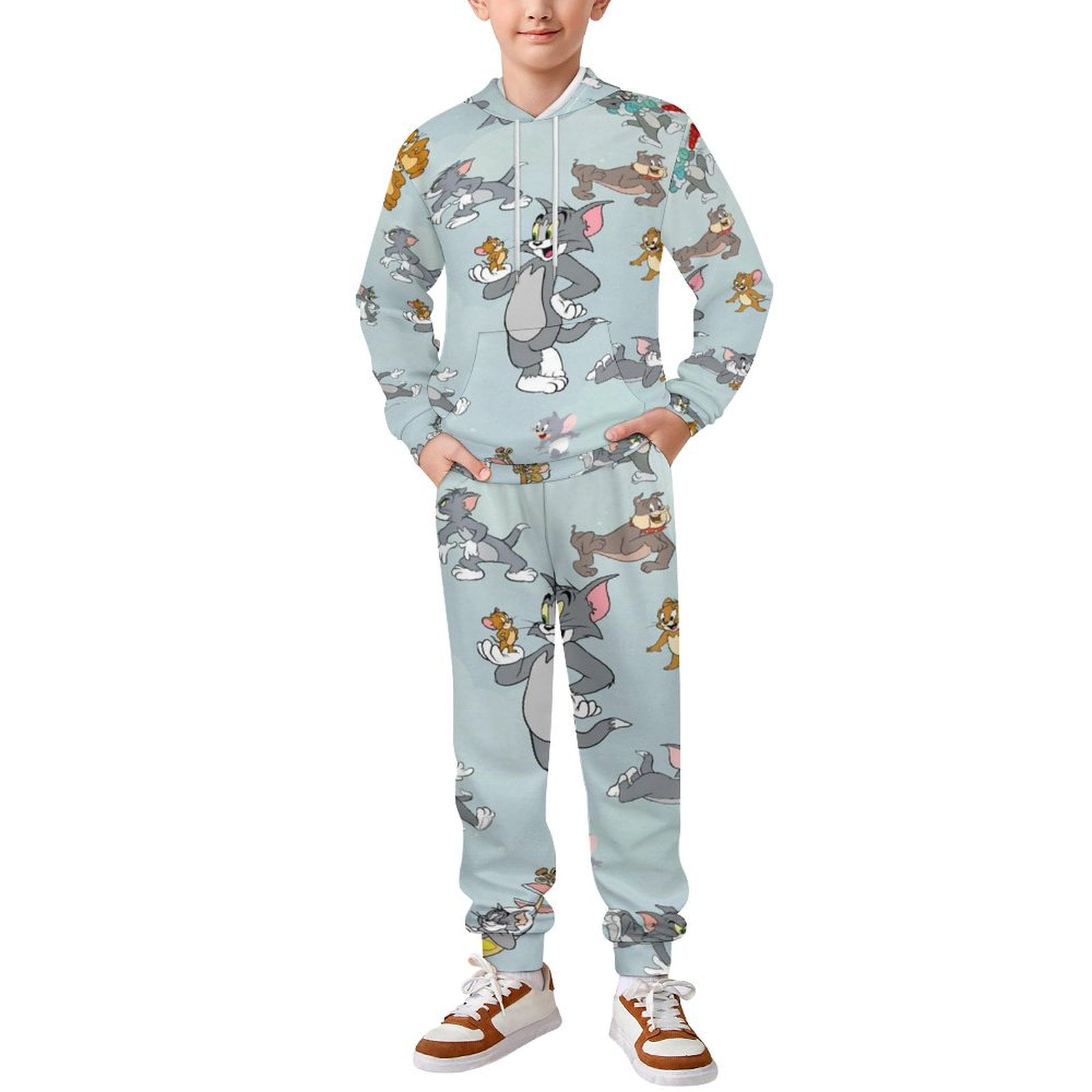 2PCS Tom Cat Jerly Tracksuit Outfit Hoodie Sweatshirt & Jogger Pant For ...