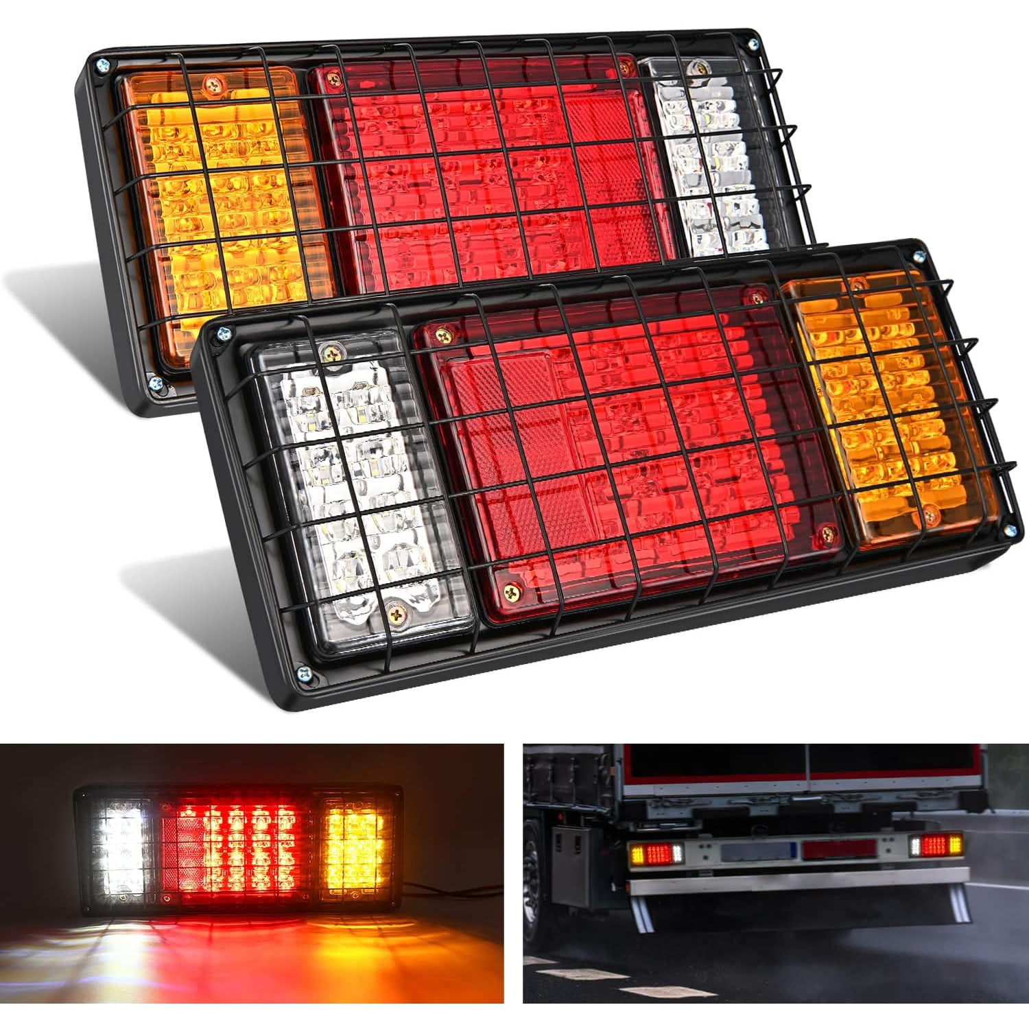 2PCS Trailer Tail Light Kit 40 LED Running Brake Turn Signals Reverse ...