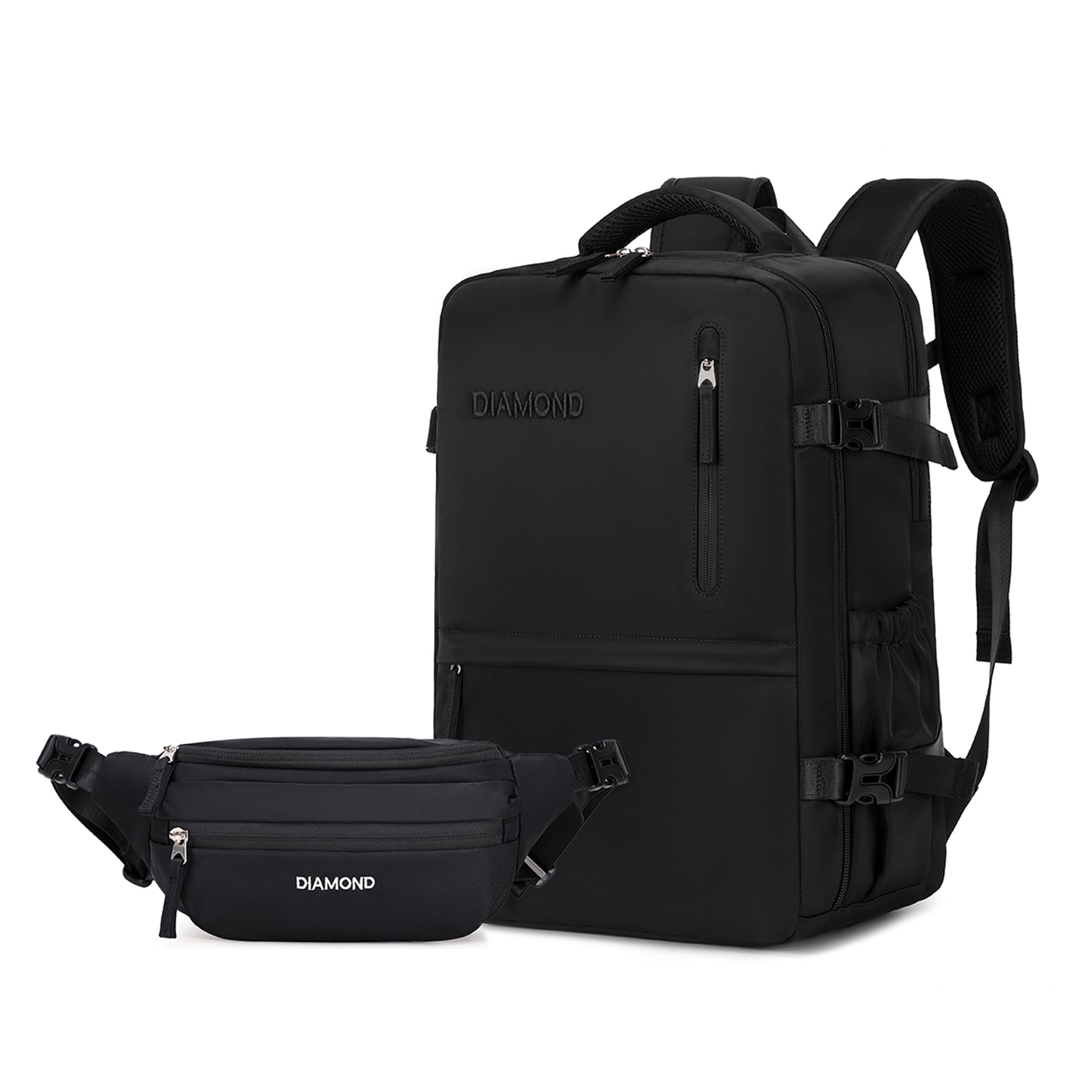 2PCS Travel Backpack Set Carry-on Laptop Backpack Overnight Bag ...