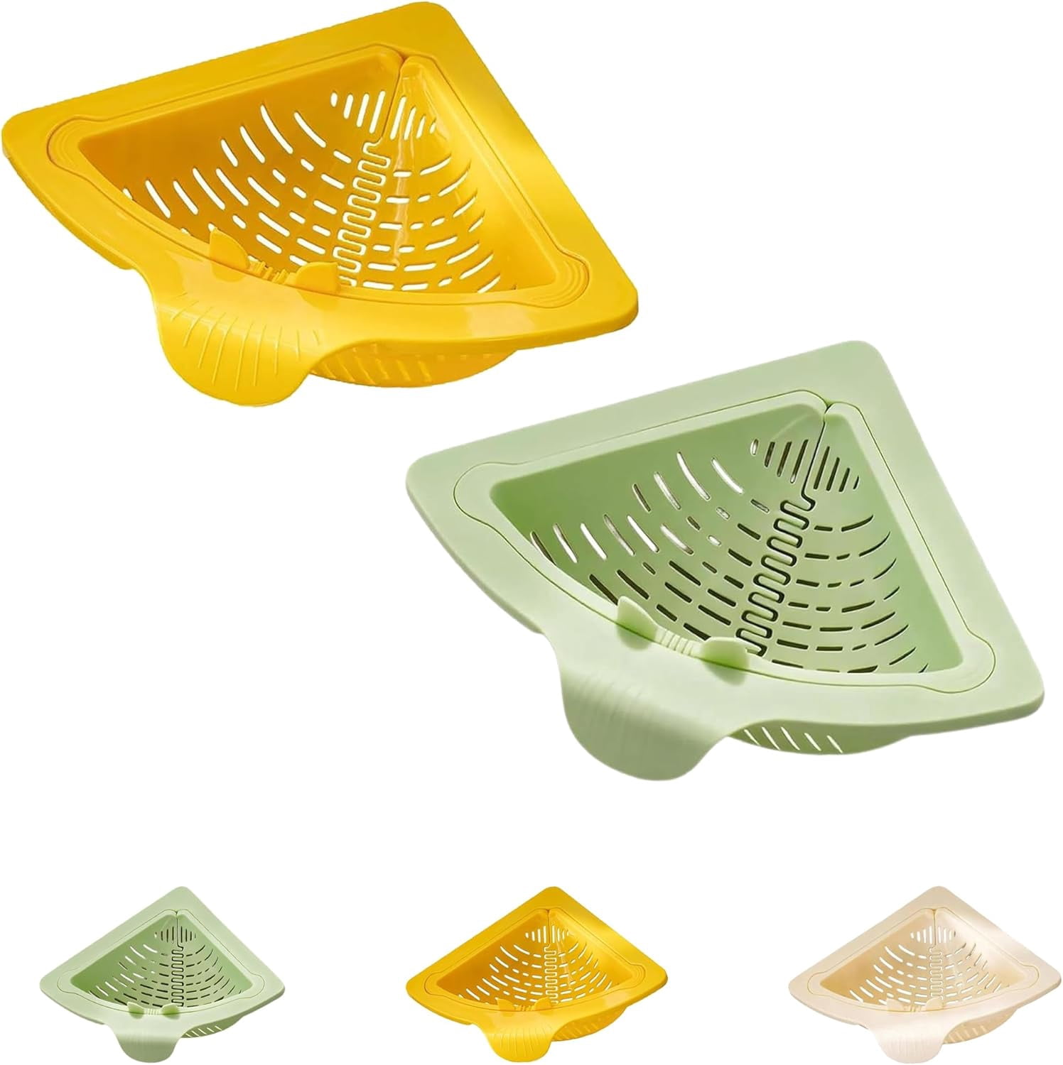 2PCS Triangular Draining Basket for Sink, Suction Corner Sink Strainer ...