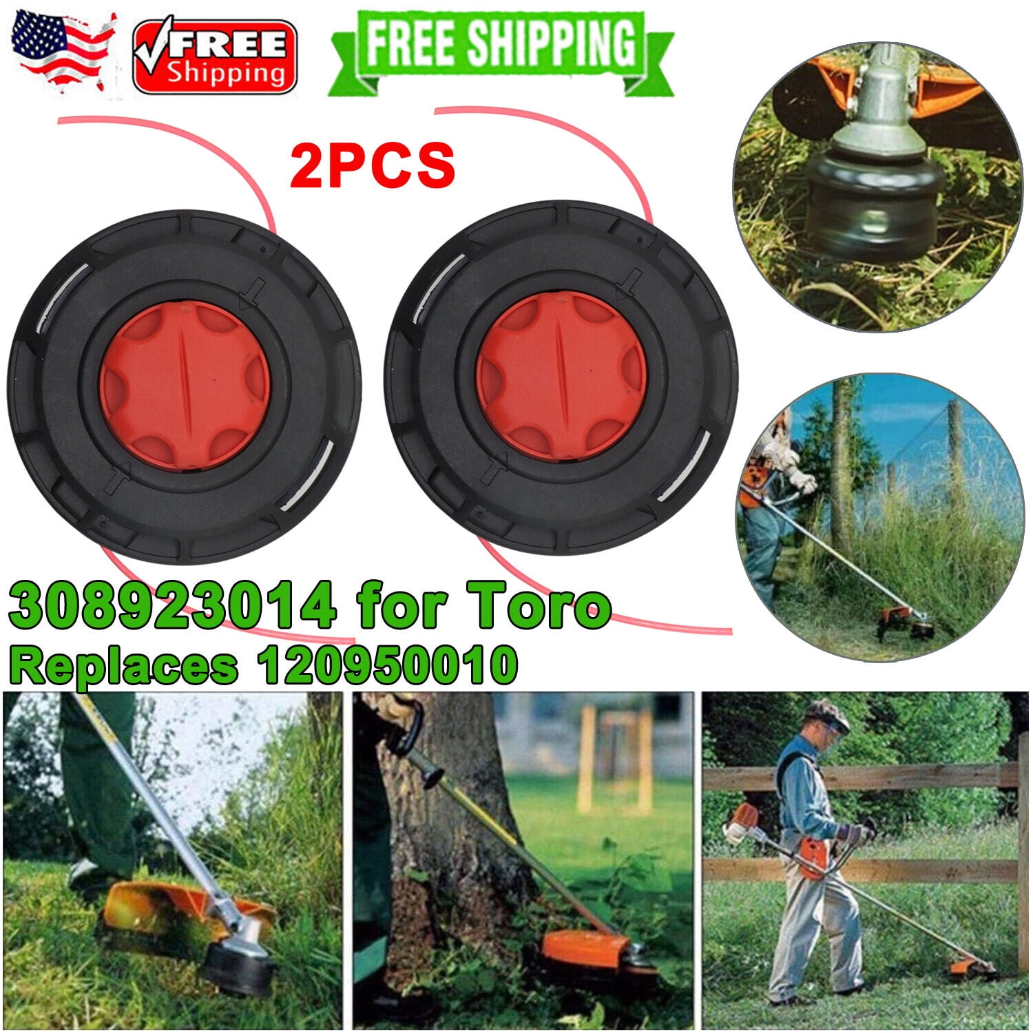 2PCS Trimmer Head Spare Parts Fit For Toro 51974 51975 51976 51977 ...