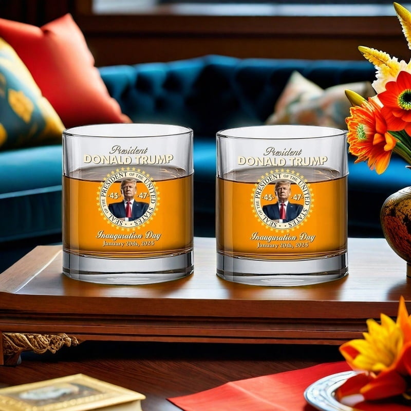 2PCS Trump Whiskey Glass, Political & Right Wing Conservative Gift, 45 ...