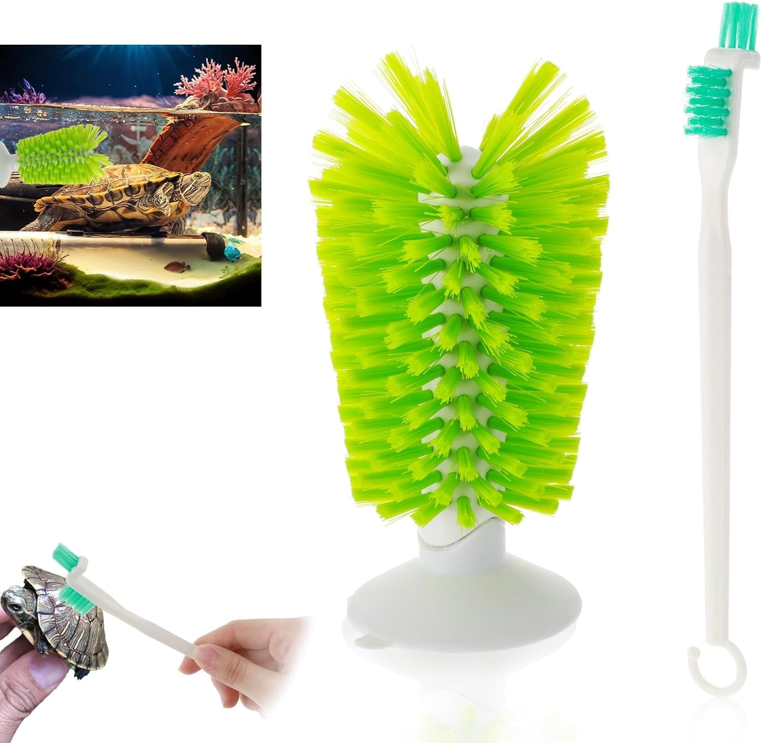 2PCS Turtle Brush with Suction Cup Turtle Tank Accessories, Turtles ...