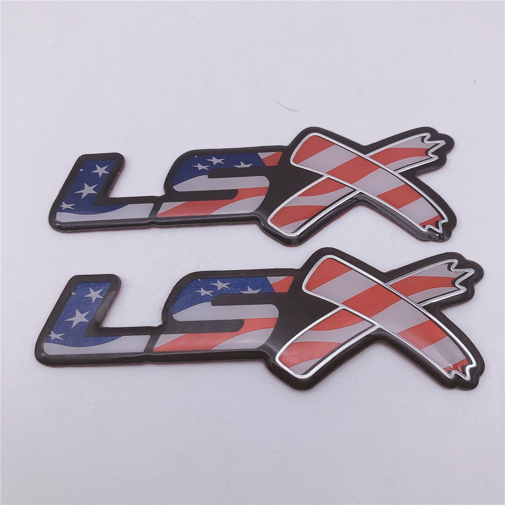 2PCS US American Flag Style LSX Letter Car Fender Side Badge Trunk Name ...